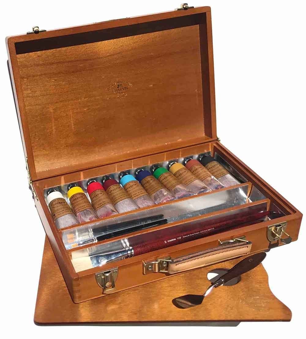 Charvin Extra Fine Oil Paint Set with Wooden Box 11 Tubes 60ml ...
