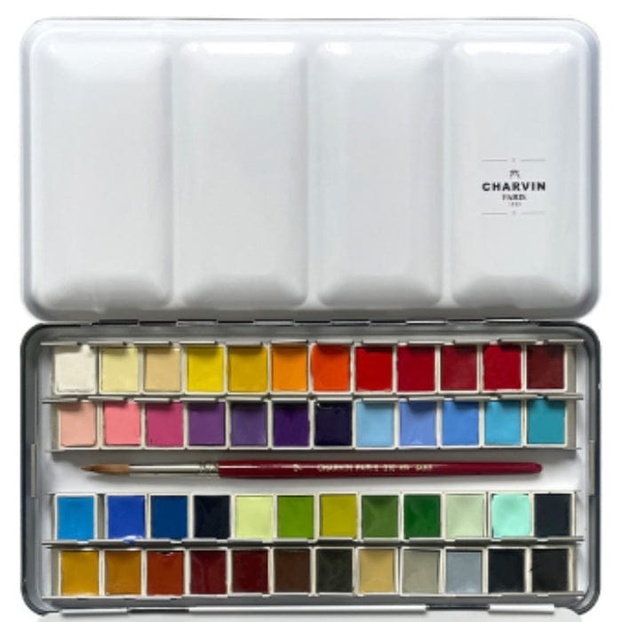 Buy Charvin Watercolour Pan Set 48+Brush | Premium Artists Paints — The ...