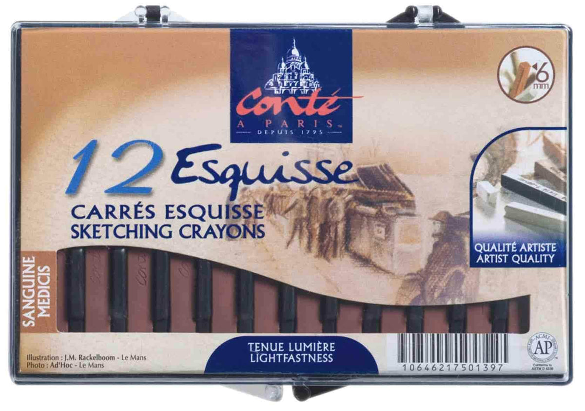 Conte Crayon Sketch Medicis Sanguine Set 12 — The Sydney Art Store