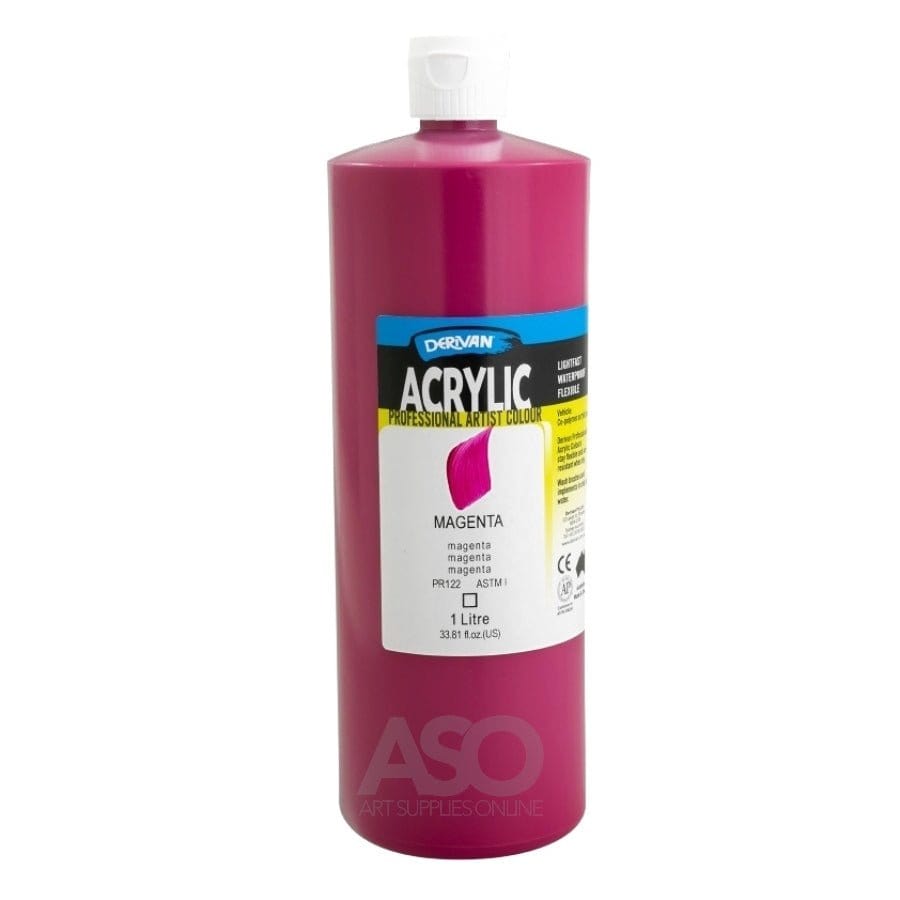 Derivan Artist Acrylics 1 Litre Magenta | The Sydney Art Store