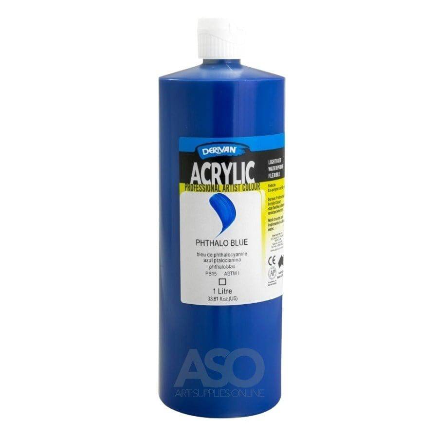 Buy Derivan Artist Acrylics 1 Litre Phthalo Blue - Professional Water ...