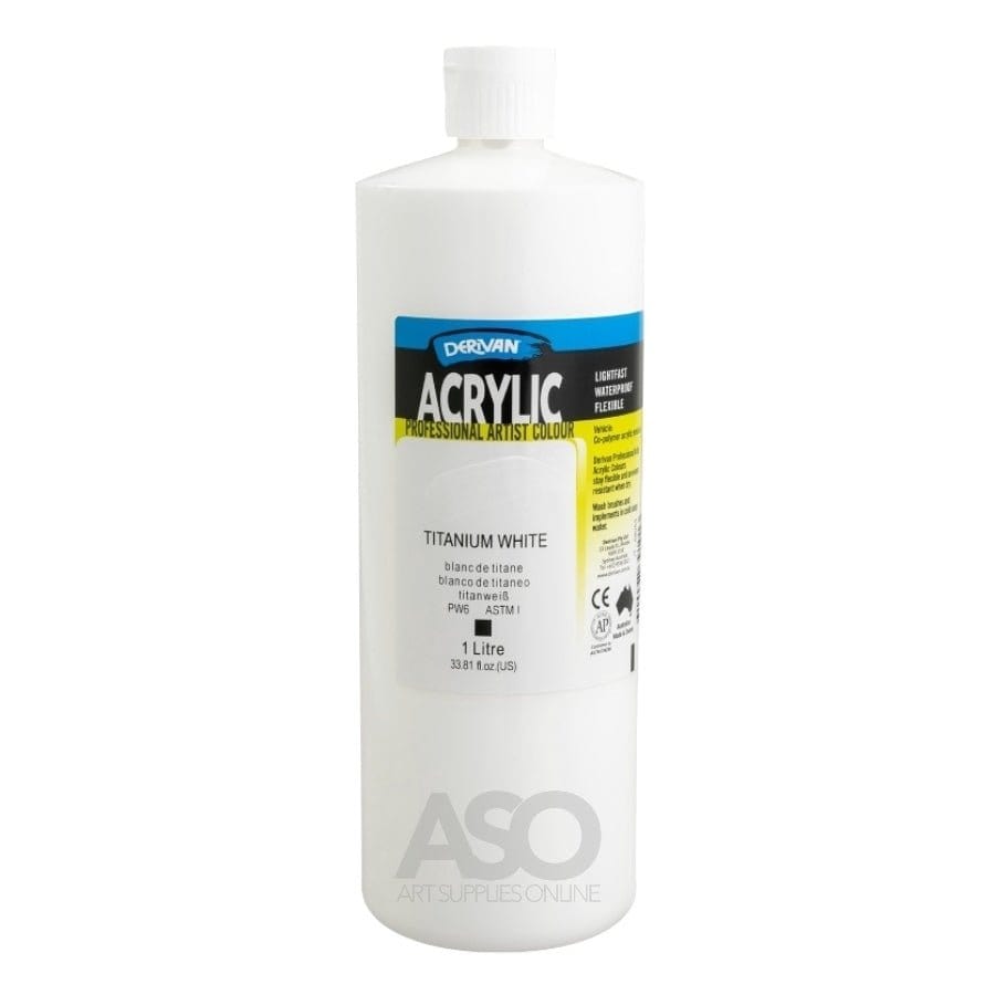 Buy Derivan Artist Acrylics 1 Litre Titanium White - Professional Grade ...