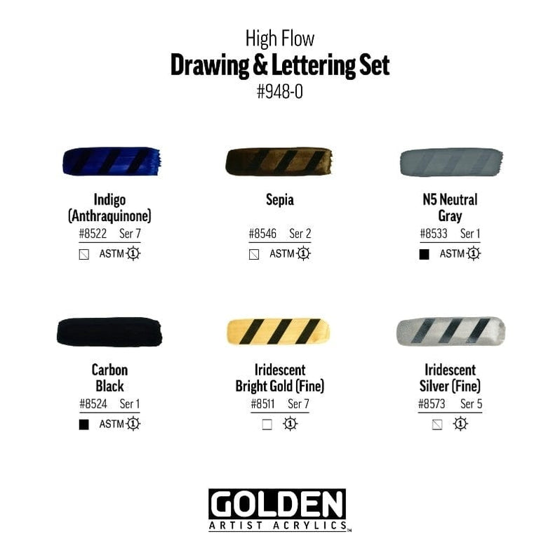 Golden High Flow Drawing & Lettering Set — The Sydney Art Store