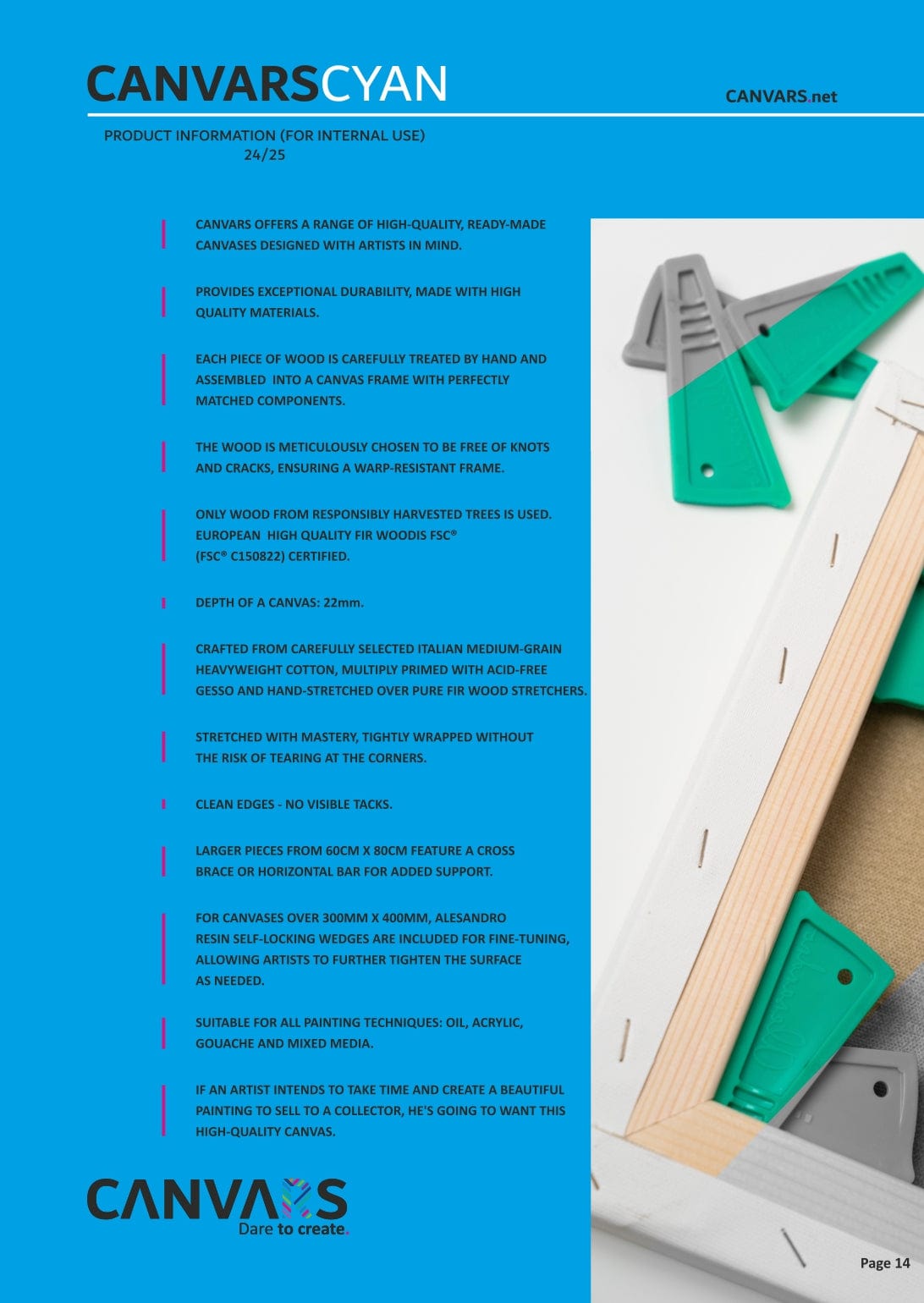 NEW Canvars Italian CYAN 22mm Depth Cotton — The Sydney Art Store